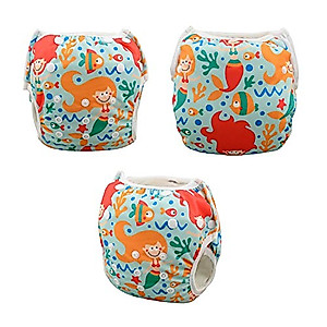 ALVABABY Baby Swim Diapers 2pcs One Size Reusable Washable & Adjustable for Swimming Lesson & Baby Shower Gifts SWD37-39
