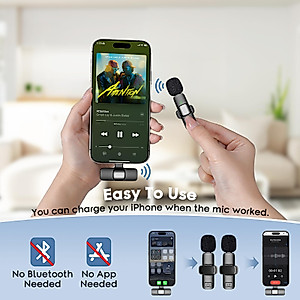 USB C Mini Wireless Lavalier Microphone for iPhone 15 16, iOS and Android Devices - Noise Reduction Lapel Mic for Recording, Clip on Mic, Omni Lav Mic for Video Recording, Tiktok, Youtube, Vlog