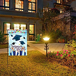 Wamika Congrats Grad Graduation Cap Confetti Double Sided Garden Yard Flag 12" x 18", Celebrate Graduation Season Summer Holiday Decorative Garden Flag Banner for Outdoor Home Decor Party