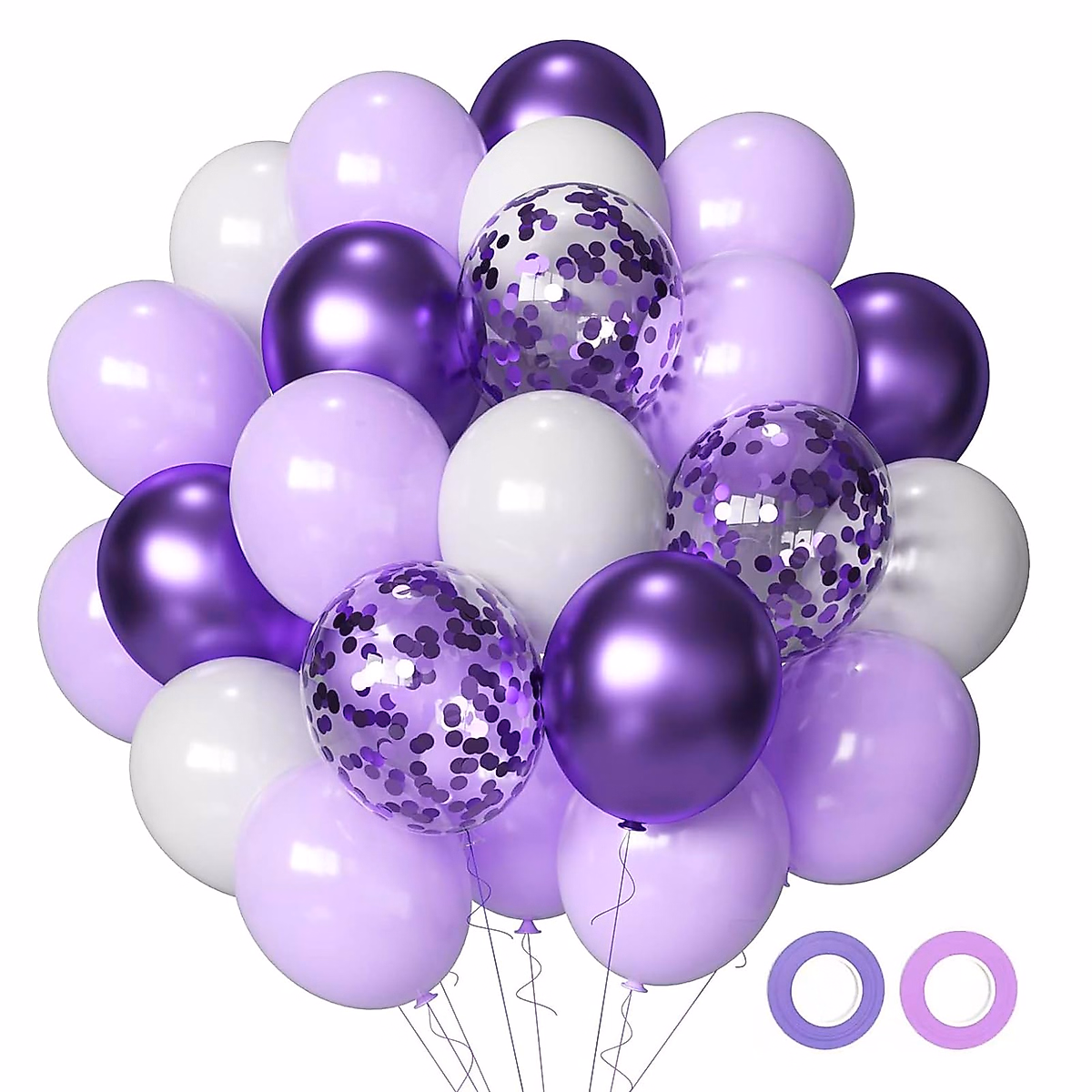 Purple Balloons Metallic Purple Balloon, 50 Pcs 12inch Lavender Purple Lilac Confetti Balloons Purple Metallic Balloons for Birthday Baby Shower Bridal Shower Wedding Party Decorations