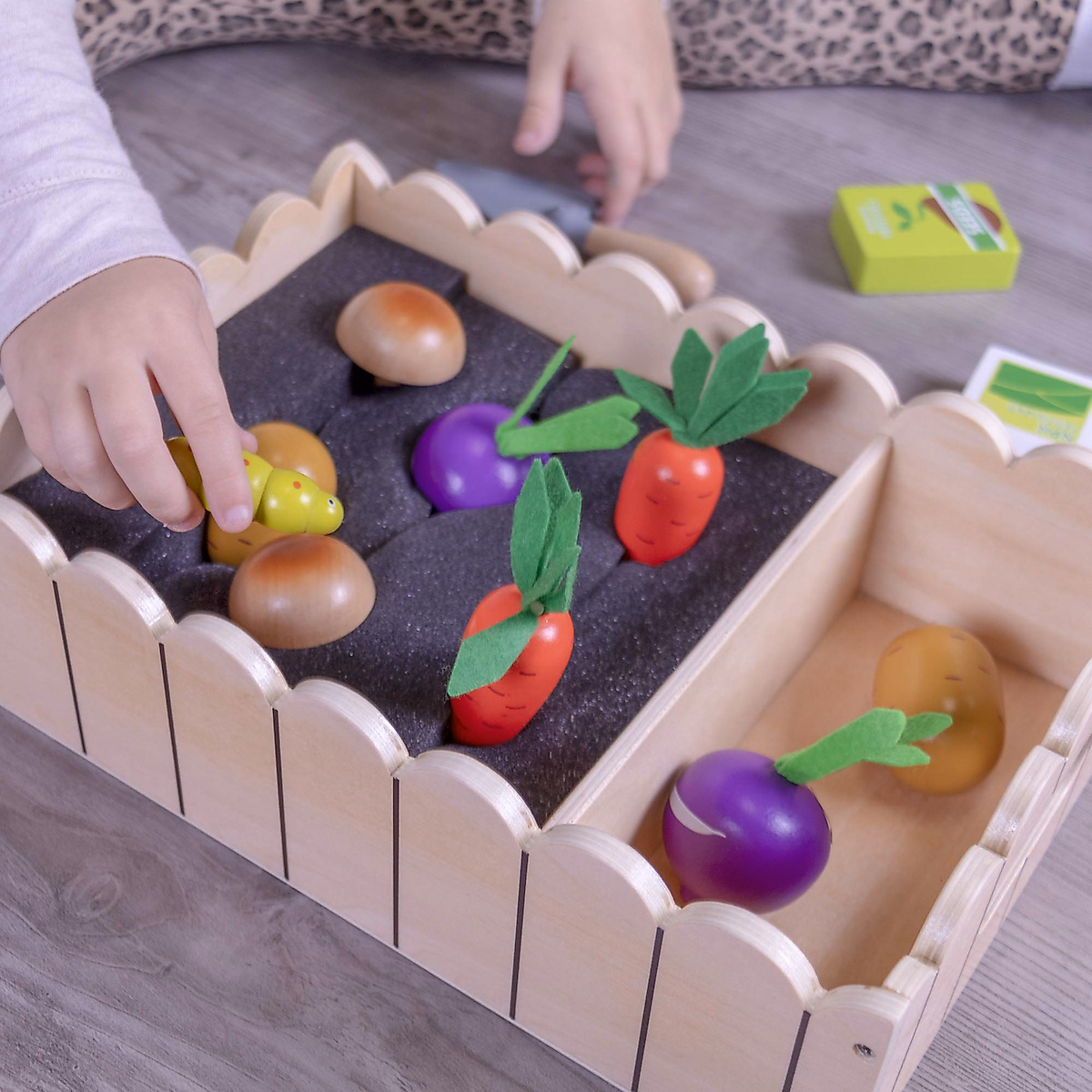 My Little Garden | Growing Vegetables Wooden Playset Activity for Children | Includes Carrots, Beets, Potatoes, Mushrooms, Trowel, Seeds, Fertilizer, Caterpillar (13 pcs.) | Early Learning Toy