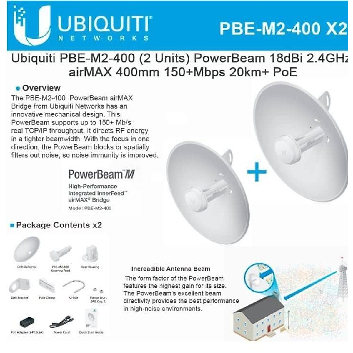 Ubiquiti PowerBeam M2 Wireless Bridge (PBE-M2-400)