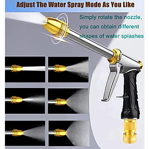 Upgrade Garden Hose Nozzle,100% Heavy Duty Metal Spray Gun With Full Brass Nozzle,High Pressure Water Hose Nozzle Sprayer Head,3/4" Quick Connectors,for Lawn & Garden,Washing Cars,Showering Dogs&Pets