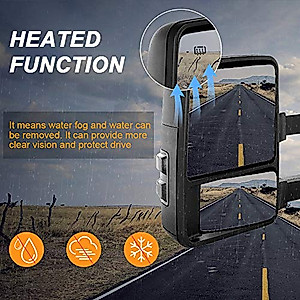 ROADFAR Towing Mirror Fits for 2003-2007 for Ford for F250/for F350/for F450/for F550 Super Duty 2003 2004 2005 for Ford for Excursion Tow Mirror Left Side Power Heated Turn Signal Light Black