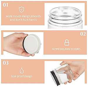 32 Pcs Thick Glass Jars with Lids Canning Jars 8 oz Clear Round Candle Jars Wide Mouth Pickle Jars with Lids Glass Storage Containers with Lids for Spice Powder Liquid Lotion Honey, Dishwasher Safe