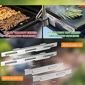 BSTTEK Wind Guards for 28" Blacsktone Griddle,Stainless Steel Magnetic Blackstone Griddle Accessories for Blackstone Grill,Compatible with Cover,Hood,Grease Cup and Side,Silver