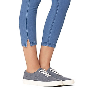 HUE Women's Ankle Slit Essential Denim Capri, Medium Wash, Large