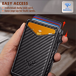 BULLIANT Men Wallet,Money Clip Wallet Slim For Gift Men 9Cards-Metal Credit Card Case in Magnetic Leather Flip