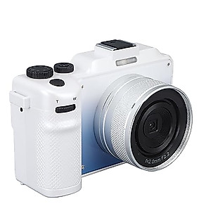 HD Digital Camera, Dual Lens Anti Shake 3.0inch IPS Display USB Connection 4K Digital Camera 18X Autofocus for Traveling (White)