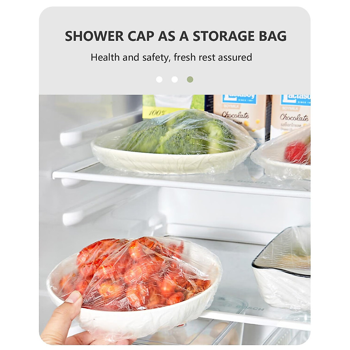 100PS Disposable Shower Caps, Plastic Clear Shower Caps, lengthening and thickening Hair Caps for Hair dyeing assistance, Hotel and Hair Salon, Home Use, Portable Travel (Size 20.5"/52cm）