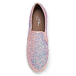 J. Adams Glimmer Sneakers for Women - Casual Glam Slip On Walking Shoes - Pink Glitter - 8