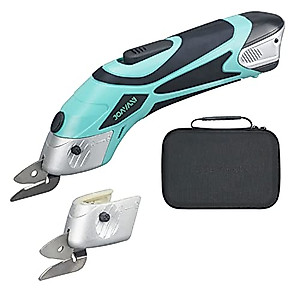 STEAJOK/JOAVANI Electric Scissors for Sewing, Cutting Fabrics, Crafting, Cardboard, Cordless Shears with Pouch (x2 Blade, x1 Battery - TG)
