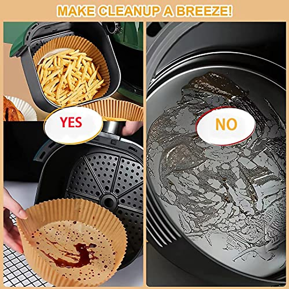 Air Fryer Paper Liners Disposable: 100PCS8in Round Airfryer Oven Insert Parchment Sheets Grease and Water Proof Non Stick Basket Liners for Baking Cooking from