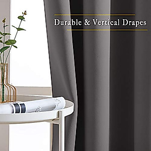 NICETOWN Gray Blackout Curtains for Bedroom 84 inches Long - Thermal Curtains & Drapes Grommet Noise Reducing Room Darkening Solid Window Panels for Living Room (2 Panels, W52 x L84, Grey)