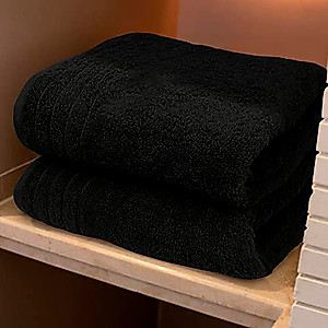 Tens Towels 8 Piece Towels Set, 2 Extra Large Bath Towels, 2 Hand Towels, 4 Washcloths, 100% Cotton, Lighter Weight, Quicker to Dry, Super Absorbent, Perfect Bathroom Towels Set (Black)