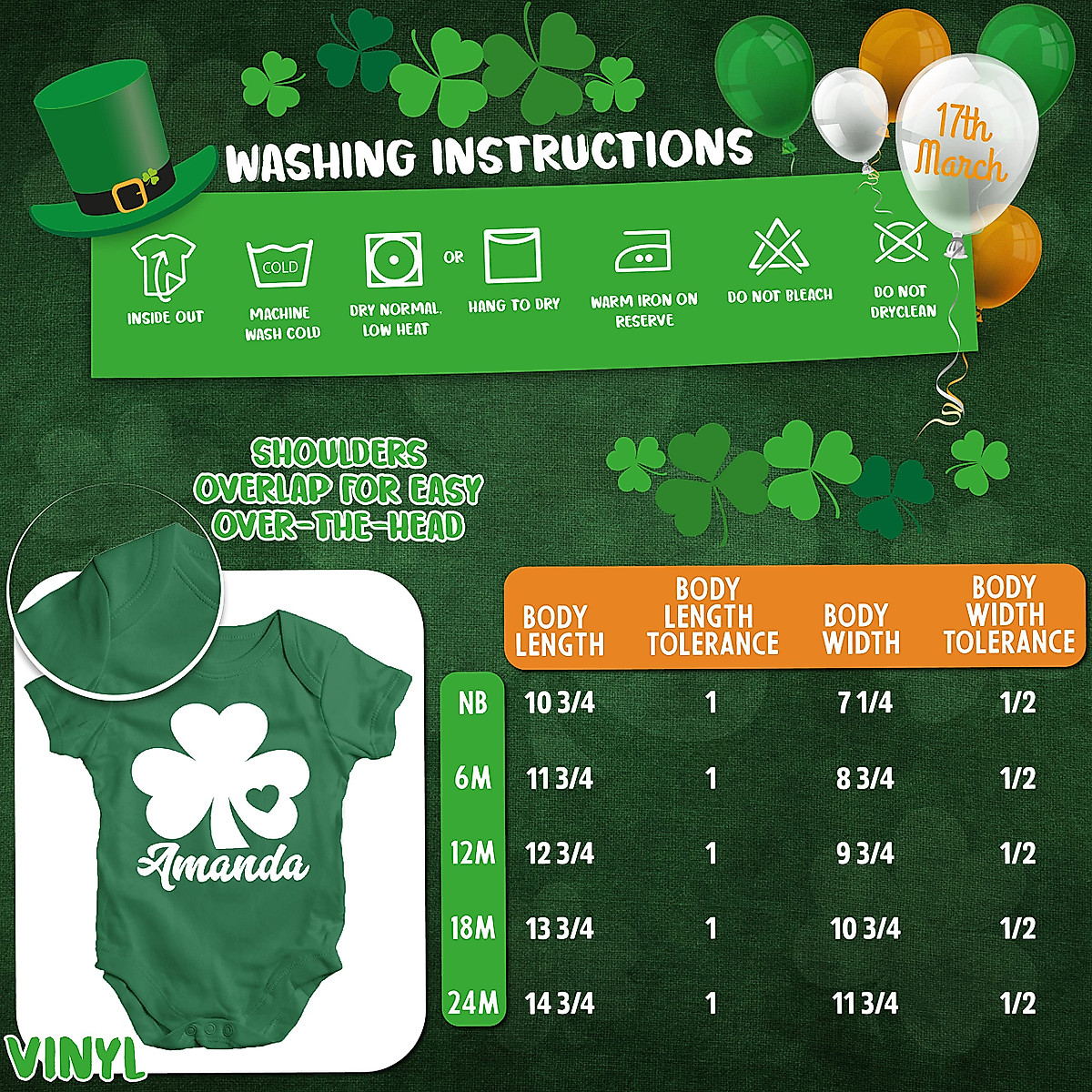 Ugly Christmas Sweater Personalized St. Patrick's Day Green Baby Short Sleeve Onesie w/Name