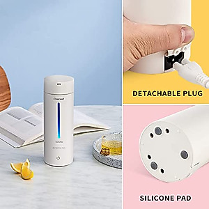 CHACEEF Travel Electric Kettle, 350ml Small Portable Kettle with Non-stick Coating, BPA Free, 3 Colors LED Water Boiler with Keep Warm Function, Fast Boil and Auto Shut Off Water Kettle, White