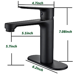 NICTIE Black Bathroom Faucet Single Handle Bathroom Sink Faucet Matte Black Single Hole Basin Vanity Faucet Modern One Hole RV Bathroom Faucet with Pop-up Drain Suitable for 1 Hole or 3 Hole (Black)