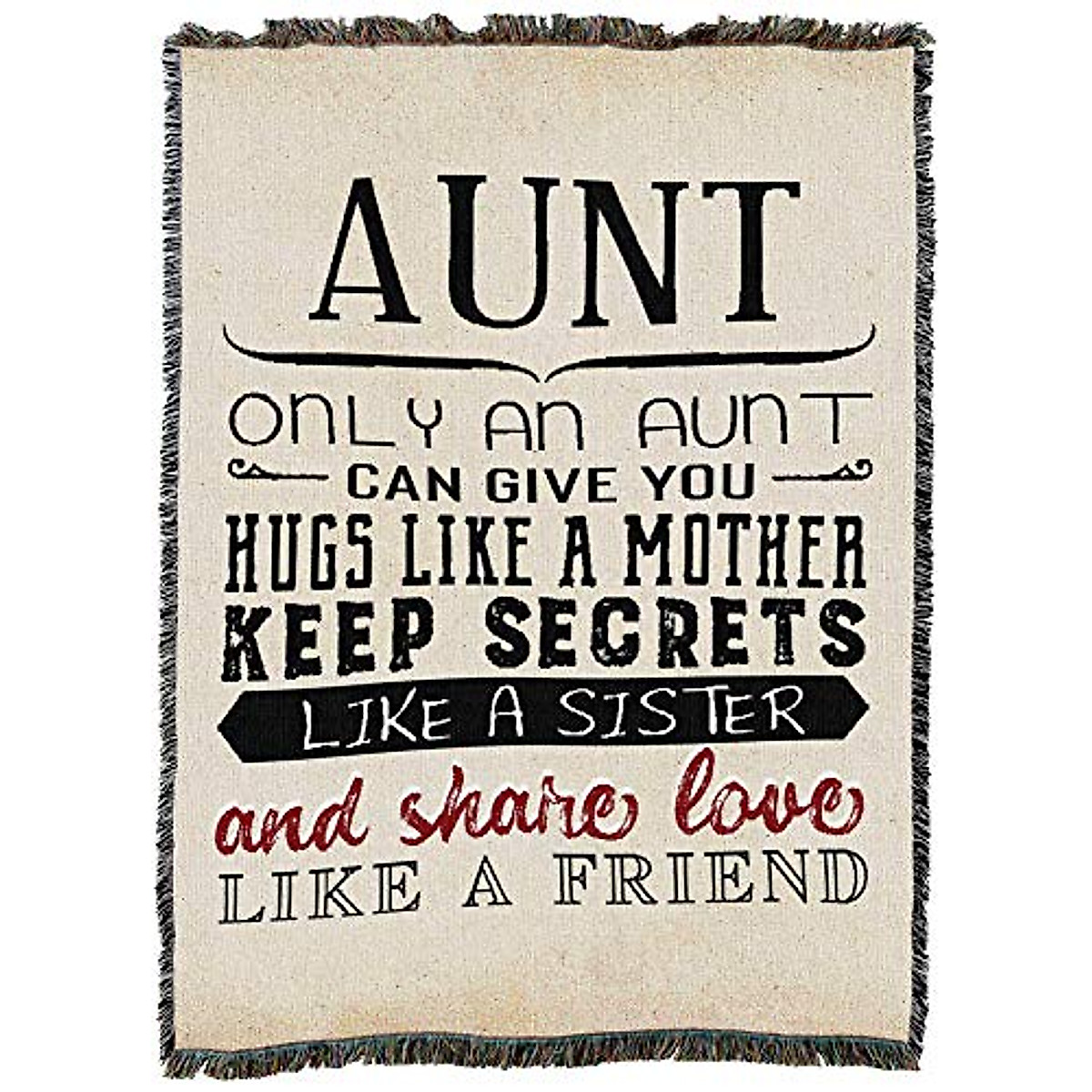 Only an Aunt Can Give You Hugs Like a Mother Blanket - Gift Tapestry Throw Woven from Cotton - Made in The USA (72x54)