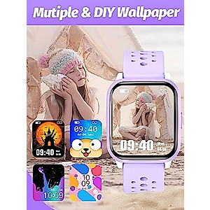 Butele Kids Smart Watch Girls Boys, Smart Watch for Kids Game Smart Watch Gifts for 4-16 Years Old with Sleep Mode 20 Sports Modes 5 Games Pedometer Birthday Gift for Boys Girls (Purple)
