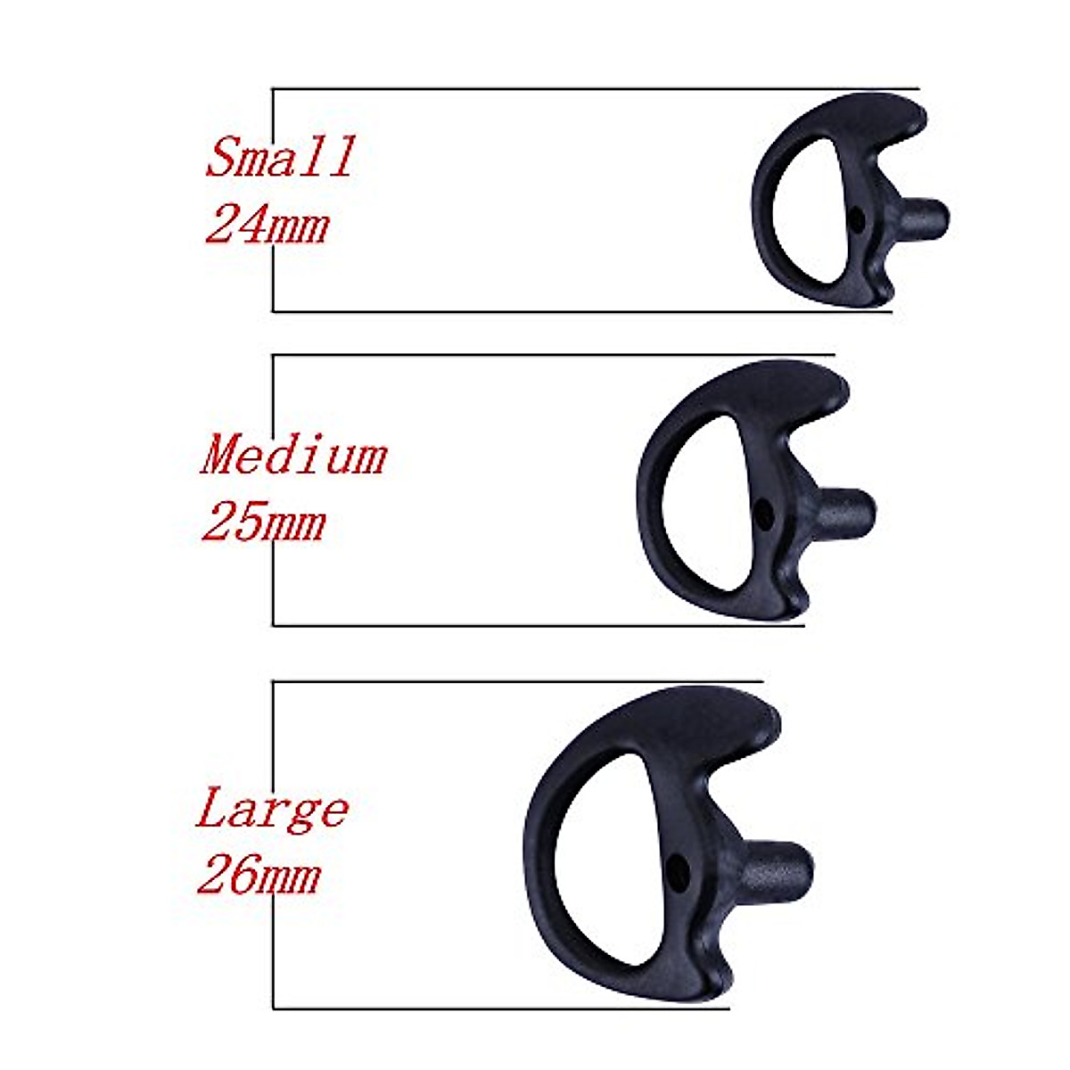 AIRSN Replacement Earmold Earbud Earplug for Motorola Kenwood Two-Way Radio Air Acoustic Coil Tube Audio Kits (Black, 2 Pair-Medium)