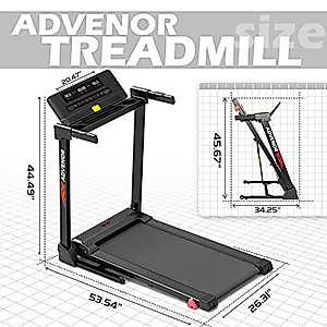 ADVENOR Treadmill Motorized Treadmills 2.5 HP Electric Running Machine Folding Exercise Incline Fitness Indoor (Black)