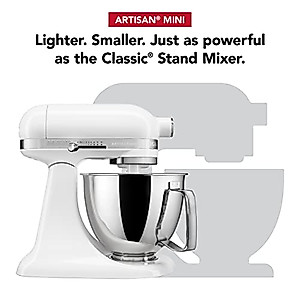 Kitchenaid Artisan Mini Plus 3.5-Qt. Tilt-Head Stand Mixer with Flex Edge Beater & Stand Mixer Glass Bowl, 3.5 Quart Tilt Head