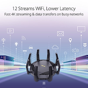 ASUS RT-AX89X (AX6000) Dual Band 12-stream WiFi 6 Extendable Router, Dual 10G Ports, Gaming Port, Mobile Game Mode, Subscription-free Network Security, Instant Guard, VPN, AiMesh Compatible