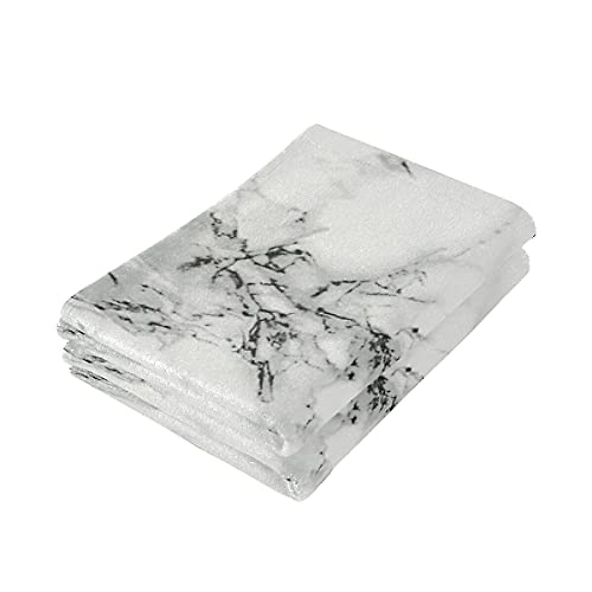 Marble Bath Hand Towel 2 Pcs Absorbent White Marble Prints with Black Hand Towels Granite Marbling Face Towel Soft Marble Stone Fingertip Towel for Bathroom Kitchen Hotel Spa Decor Gift 28.3x14.4in