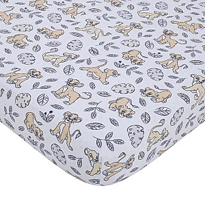 Disney Lion King Daddy's Little Cub Grey, White and Tan Simba and Nala 6 Piece Nursery Crib Bedding Set - Comforter, Two Fitted Crib Sheets, Crib Skirt, Blanket and Changing Pad Cover