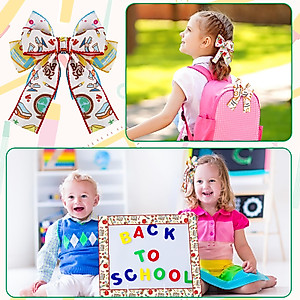 Tigeen 6 Rolls 30 Yards Back to School Wired Ribbon School Themed Fabric Decorative Craft Ribbon for Classroom Craft Gift Wrapping Hair Bow Sewing Wreath