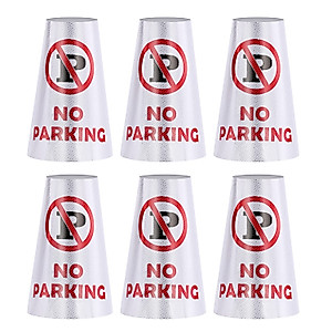BATTIFE 6 Pack NO Parking Reflective Collars Stickers for Traffic Safety Cones, 360° High Visible Signs for Driveway Road Outdoor Use