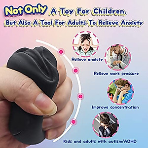 Squishy Fidget Sensory Stress Human face Toys for Adults Teens Kids,Decompression Anxiety Relief Toy,Funny Gift for Birthday,Christmas,Stocking Stuffer Gift (Depressed, Black)