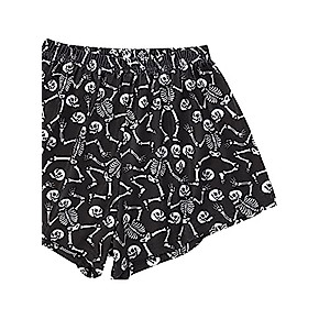 SweatyRocks Women's Cute Graphic Print Short Sleeve Crop Top with Shorts Pajama Set Black Skeleton XL