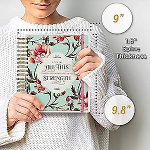Christian Art Gifts Inspirational 18 Month Wirebound 2024 Planner for Women: I Can Do All This - Philippians 4:13 Bible Verse, Personal Week Organizer w/Elastic Closure Aug 2023-Jan 2025, Teal Floral
