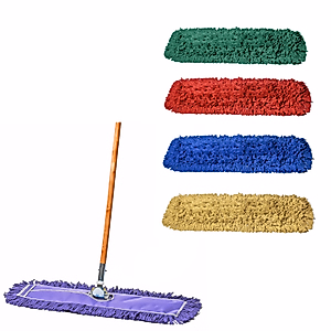 24 Inch Purple Dust Mop with Wood Handle and 24 Inch Dust Mop Refill Bundle - 1 Mop Sets and 4 Refills