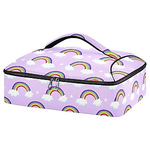 Kcldeci Insulated Thermal Food Carrier Insulated Casserole Carrier for Hot or Cold Food,Magic Rainbows Lovely Insulated Tote Bag for Potluck Cookouts Parties Picnic,Lasagna Lugger
