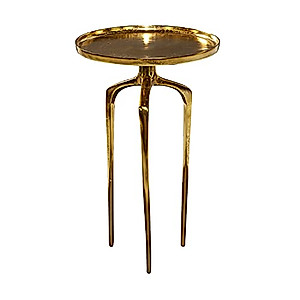 Deco 79 Aluminum Round Accent Table with 3 Tripod Legs, 16" x 16" x 25", Gold