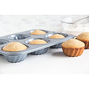 Fox Run Fluted Muffin Pan, 14 x 10.5 x 2 inches, Metallic