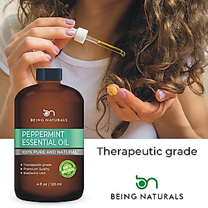 Peppermint Essential Oil - Huge 4 FL OZ - 100% Pure & Natural – Premium Natural Oil with Glass Dropper (Peppermint Oil)