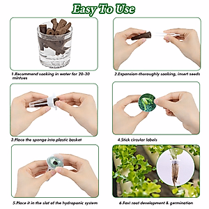 208 Pack Growth Sponges Seed Pod Kit for Plant, Seed Starter Pods Kit for Hydroponics Growing System, Replacement Sponges Pods Refill Growth Sponges Hydroponics Supplies Plant Nutrient