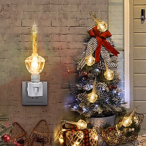 4 Pack Christmas Bubble Replacement Bulbs, Gold Glitter Vintage Christmas Bubble Light Bulbs, C7/E12 Candelabra Base Light Bulbs for Bubble Lights