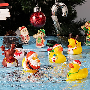 JOYIN 24 PCS Christmas Ducks for Christmas Stocking Stuffers, Xmas Rubber Duck Bath Toys for Kids Gift, Christmas Party Favor Novelty Duckies for Boys, Girls and Toddlers