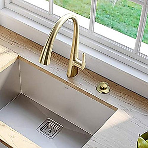 Brushed Gold Garbage Disposal Air Switch Kit with Single Outlet Sink Top Waste Disposal Solid Brass On/Off Air Button Food and Waste Disposals Part