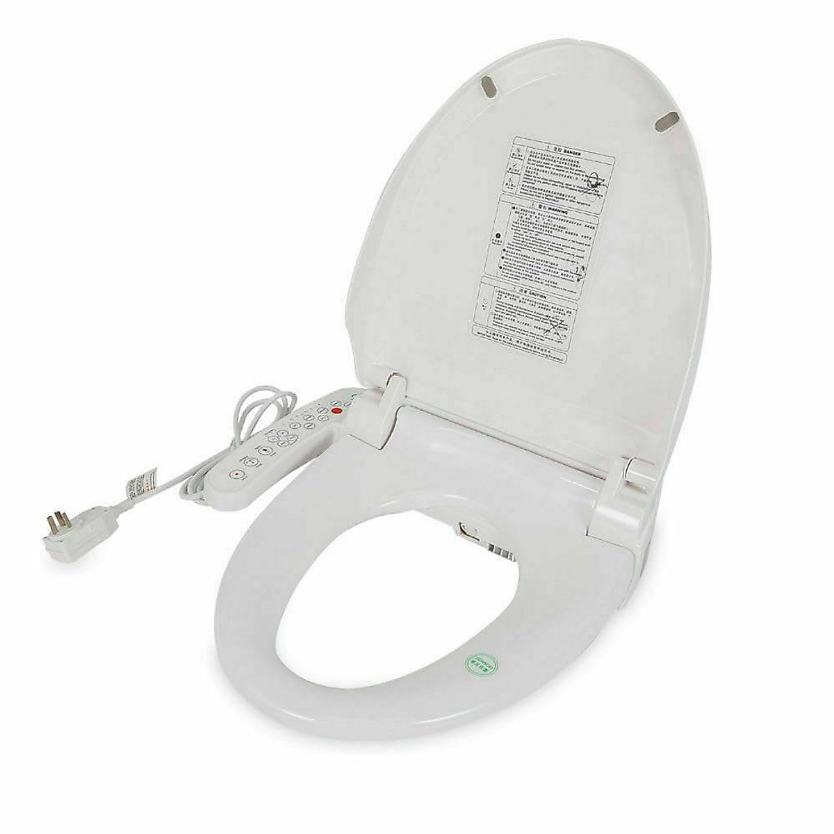 RustyVioum Electric Smart Toilet Seat, 1300W Auto Deodorization Elongated Heated Toilet Seat, Smart Bidet Toilet Seat Cleaning Bidet Cover 2 Nozzle & Air Dryer & Heated, White