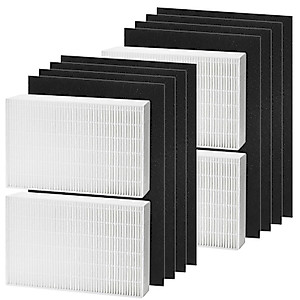 isinlive HPA200 HEPA Filter Replacement Compatible with Honeywell HPA200 HRF-ARVP200 Series Air Purifier HPA200, HPA201, HA202, HPA204, HPA250, HPA5200, 4 HEPA R and 8 Precut Carbon Pre-Filters A