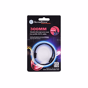 SilverStone Technology CP11B-300 300mm (11.8 in.) Ultra Thin 6Gb/s Lateral 90-Degree SATA Cable with Custom Low-Profile Connectors, SST-CP11B-300
