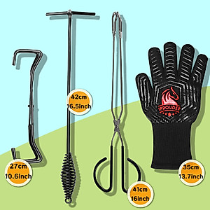 IPROUDER Dutch Oven Lid Lifter, Dutch Oven Lid Stand, Heat Resistant Gloves, Scissor Tongs, Pot Stand, Trivet for Camping, Dutch Oven Tool Combo, BBQ tool set, Outdoor Camping Cooking Accessories