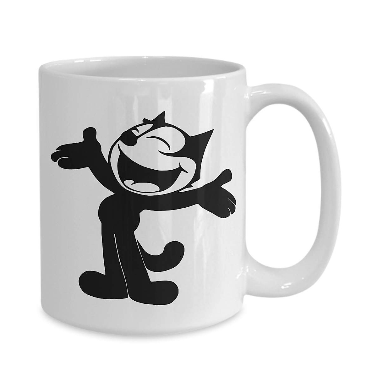 mmandiDESIGNS Vintage Comics Cat Classic Animated Movie TV Star Coffee Mug Funny Railway Cartoon Figure from the Vintage Wall Clock for Mom Dad Grandpa Grandma Valentine Present 15oz Ceramic Cup