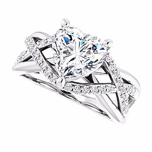 JEWELERYIUM 2 CT Heart Cut Colorless Moissanite Engagement Ring, Wedding/Bridal Ring Set, Solitaire Halo Style, Solid Sterling Silver Vintage Antique Anniversary Promise Ring Gifts for Her (8.5)